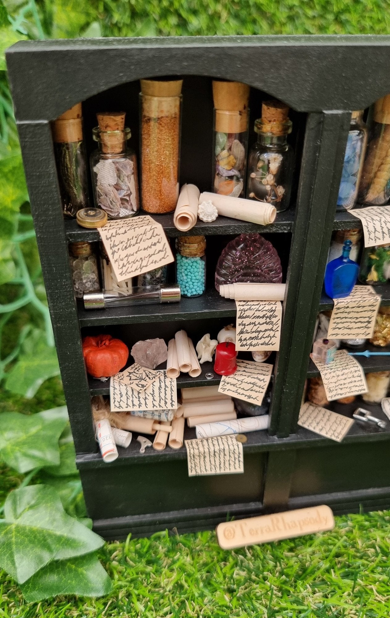 Dollhouse miniature potion shelves 1:12 scale handmade apothecary curi ...